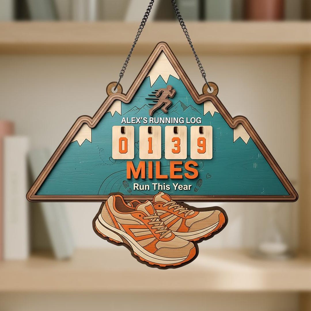 Hiking Miles Tracker Sign, Mountain Trail Mileage Board, Miles Hiked ...