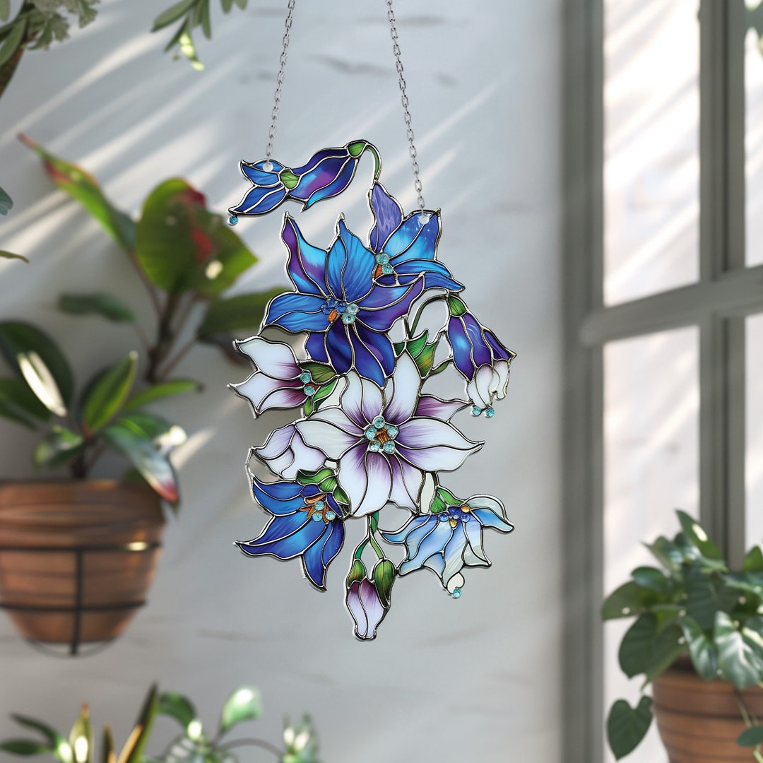 Columbine Flower Acrylic Window Hanging: Home Garden Decor - Etsy