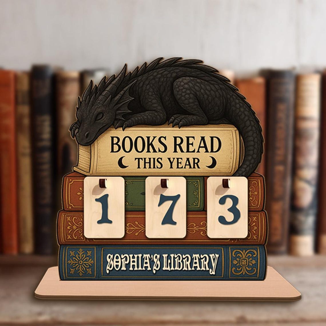 Personalized Dragon Book Tracker Sign, Wooden Reading Goal Board - Etsy
