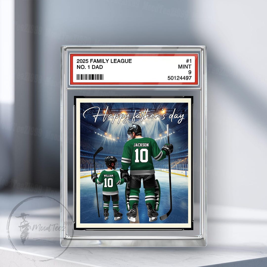 Hockey No. 1 Dad Personalized Trading Card Acrylic Block Plaque, Father ...