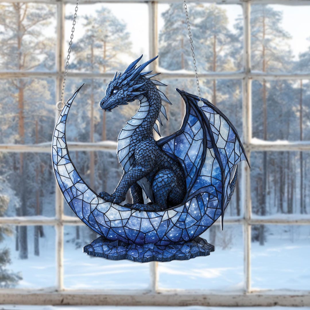 Blue Dragon Acrylic Window Hanging: Fantasy Art Ornament - Etsy