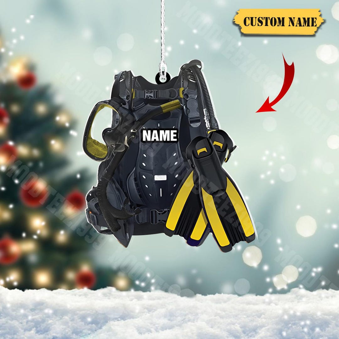 Personalized Scuba Diver Christmas Acrylic Ornament Flat 2D, Custom ...