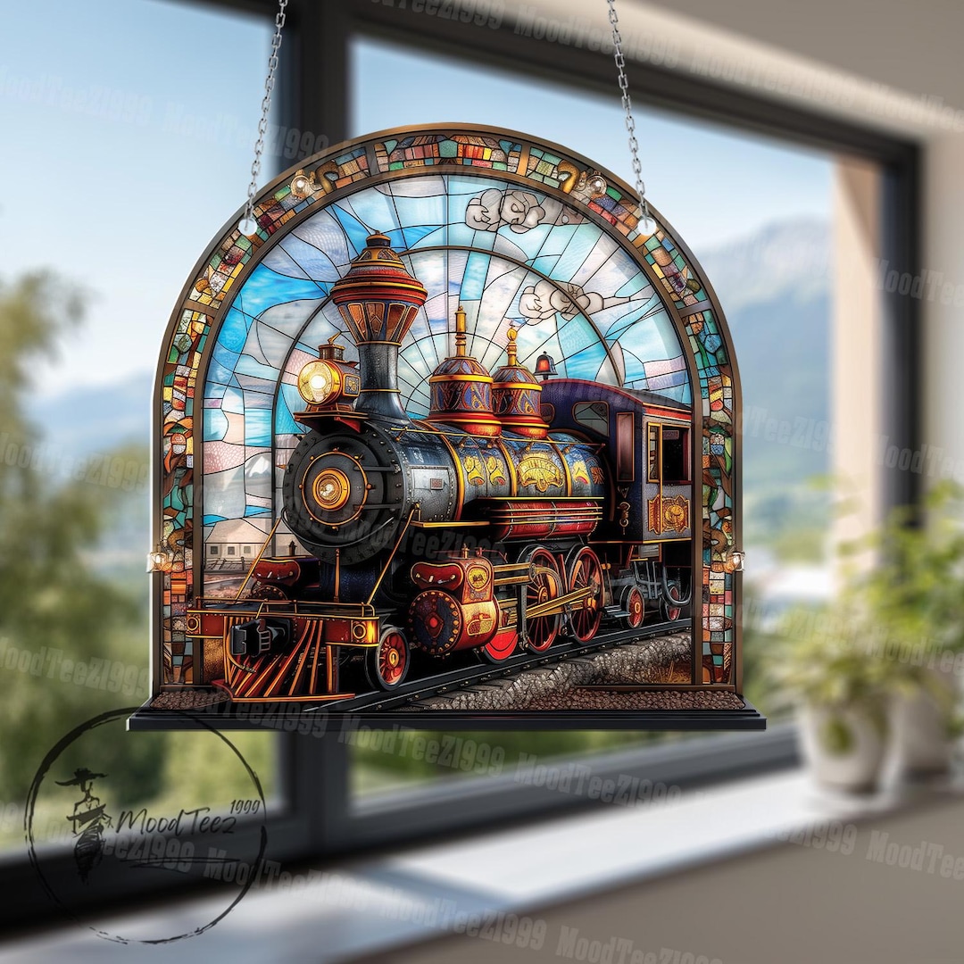 Steampunk Train Acrylic Window Hanging: Retro Home Decor - Etsy