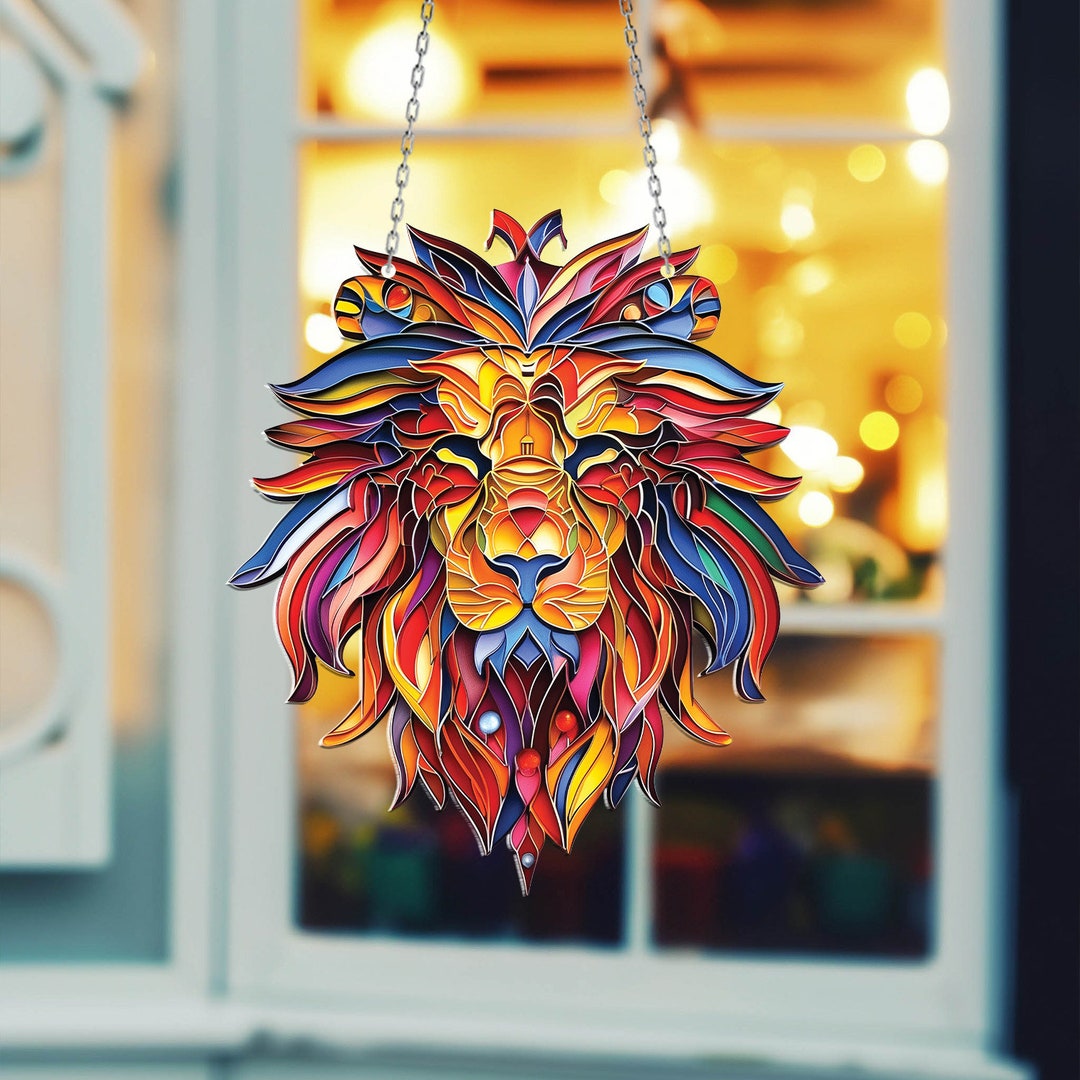 Lion Acrylic Window Hanging 2D, Lion Window Decor Home,wall Art ...