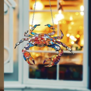 Crab Alaskan Acrylic Window Hanging, Crab Window Hanging, Gift for Crab ...