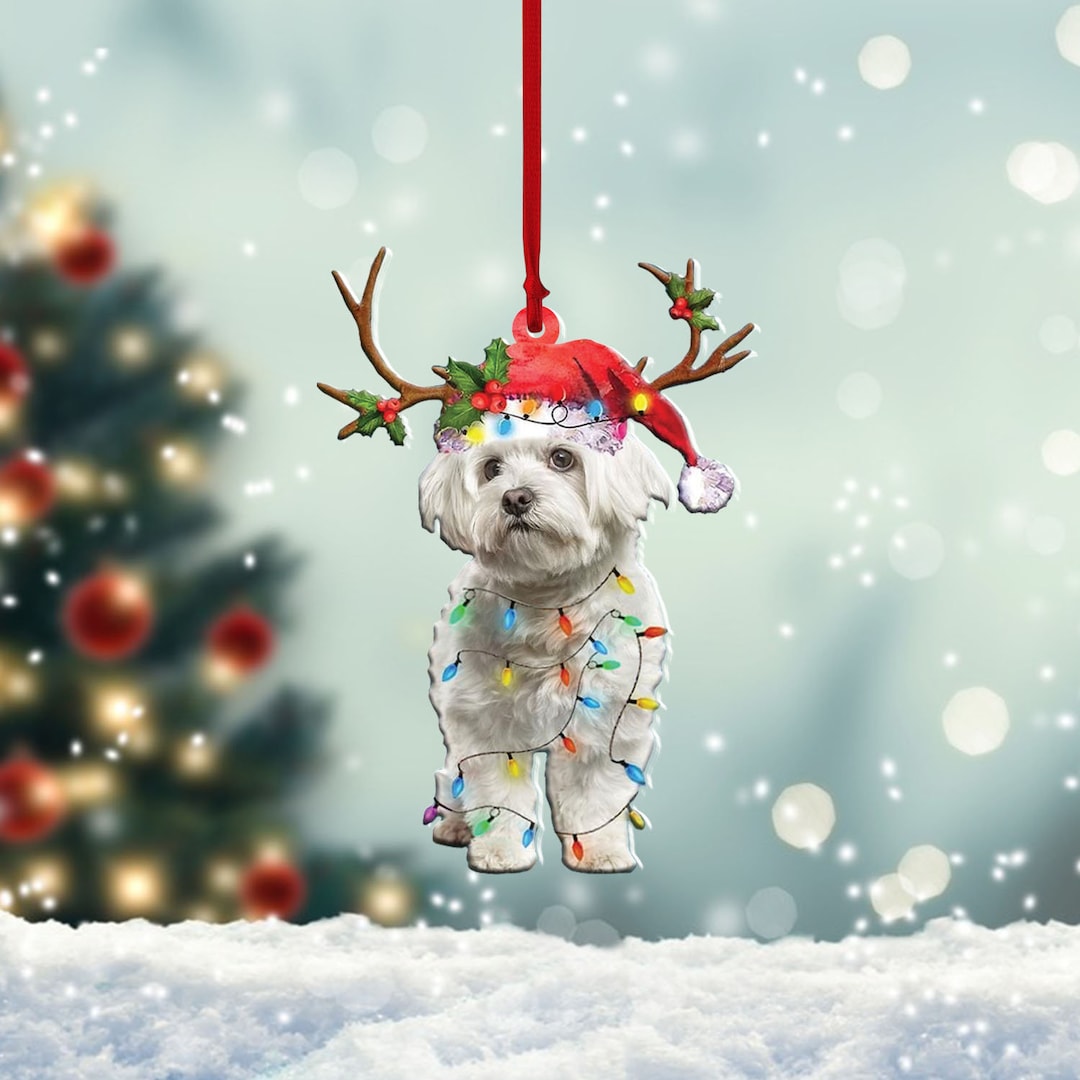 Maltese Dog Christmas Ornament, Maltese Dog Car Ornament, Maltese Dog ...