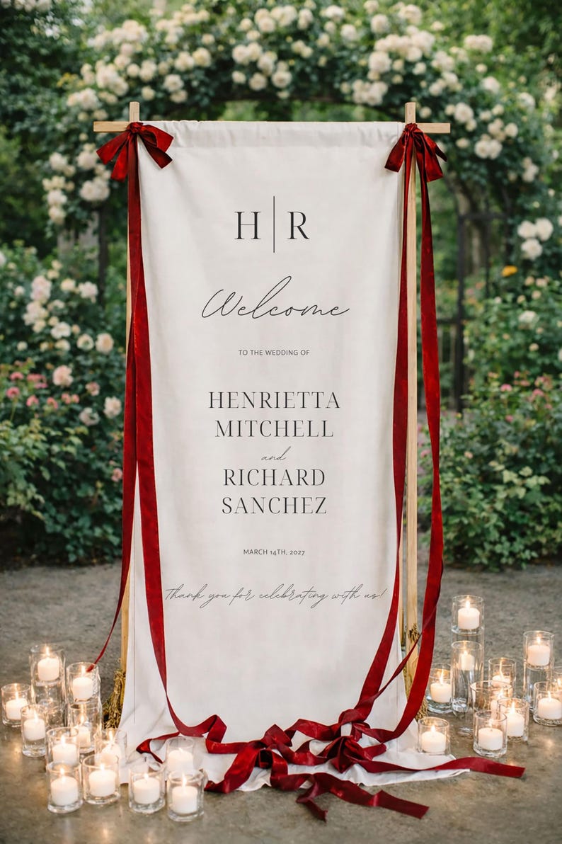 Custom Fabric Wedding Welcome Sign: Modern Polyester Ceremony Decor - Etsy