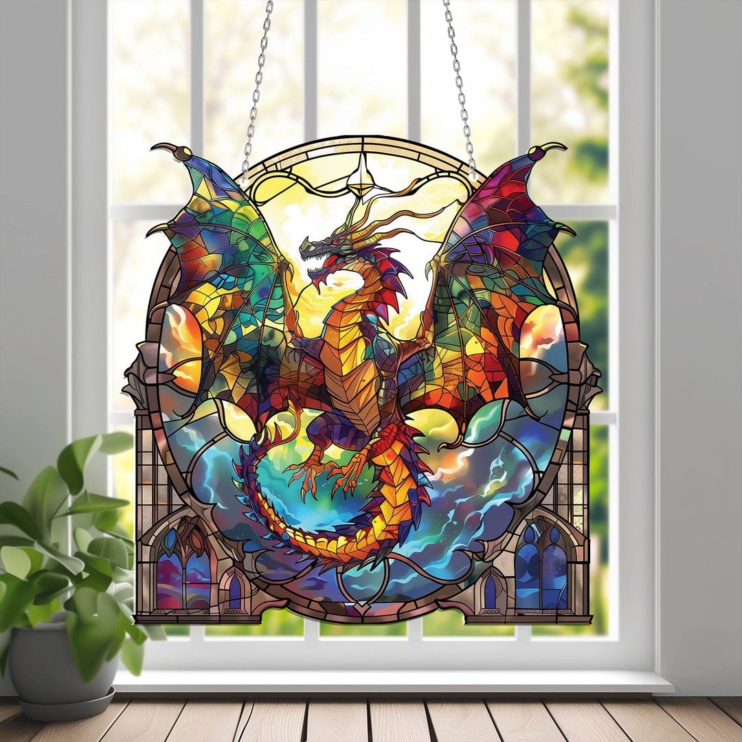 Dragon Acrylic Window Hanging, Dragon Home Decor, Dragon Window Wall ...