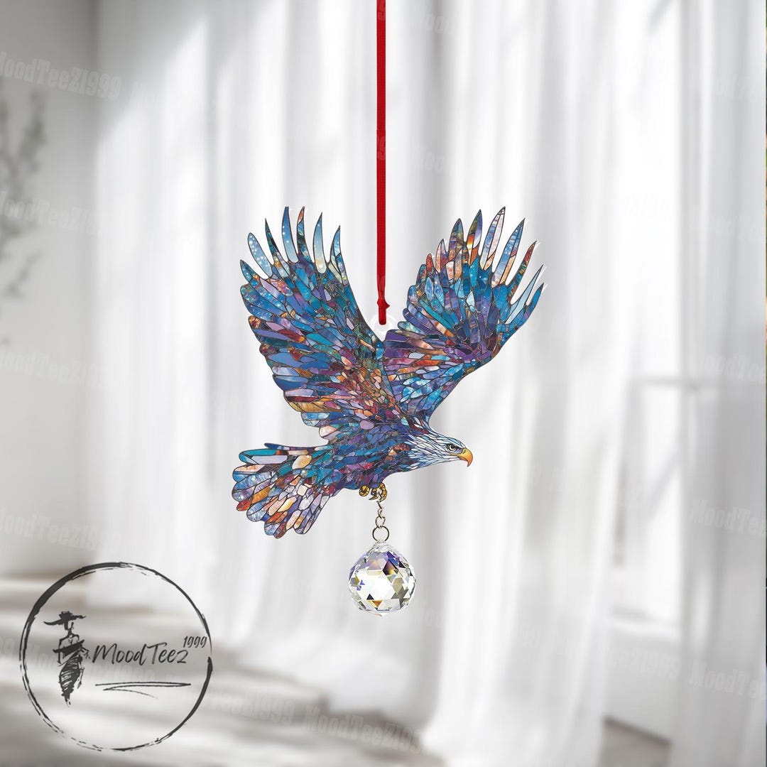 Eagle Window Hanging: Acrylic Ornament With Crystal Charm - Etsy