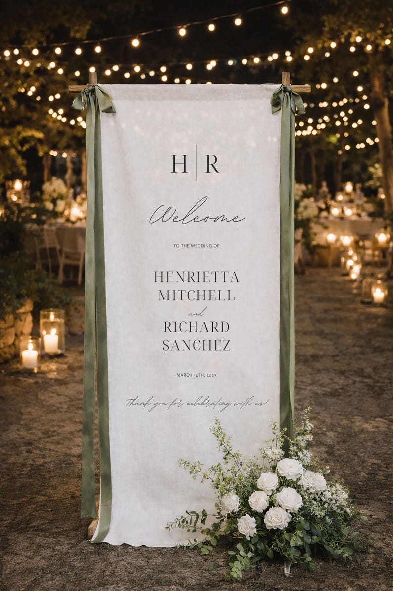 Custom Fabric Wedding Welcome Sign: Modern Polyester Ceremony Decor - Etsy