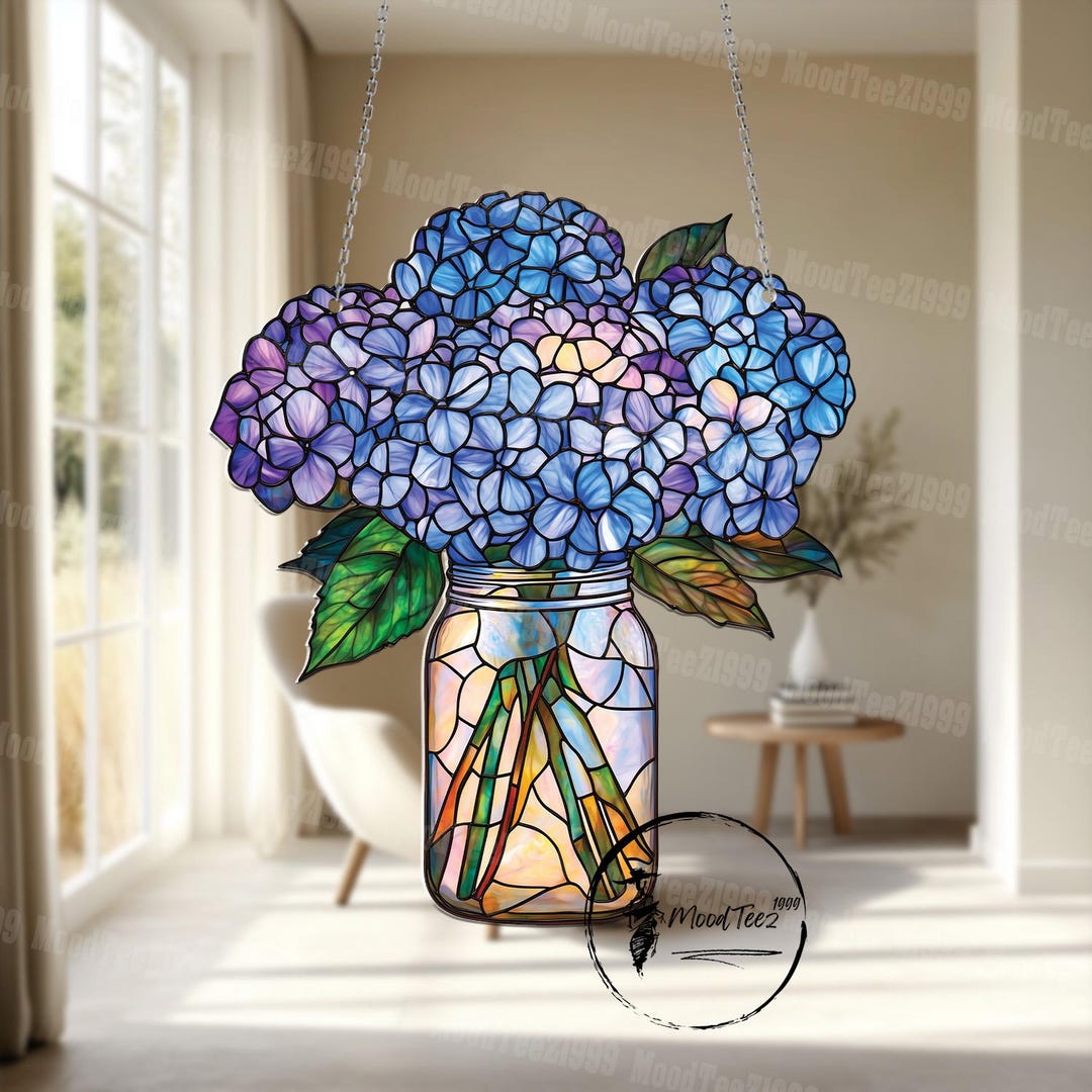 Hydrangea Bouquet Acrylic Window Hanging: Kitchen Decor Gift - Etsy