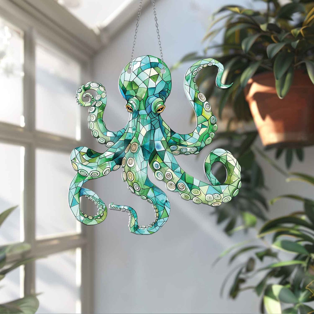 Octopus Acrylic Window Hanging, Octopus Window Hangings, Gift for ...