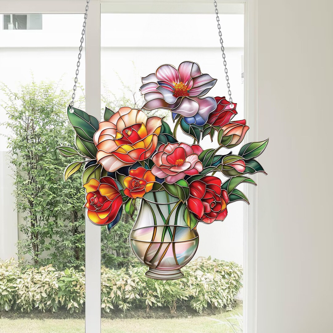 Roses Flower Acrylic Window Hanging 2D, Roses Flower Window Hangings ...
