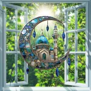 Ramadan Mubarak Crescent Moon Window Hanging: Islamic Home Decor - Etsy