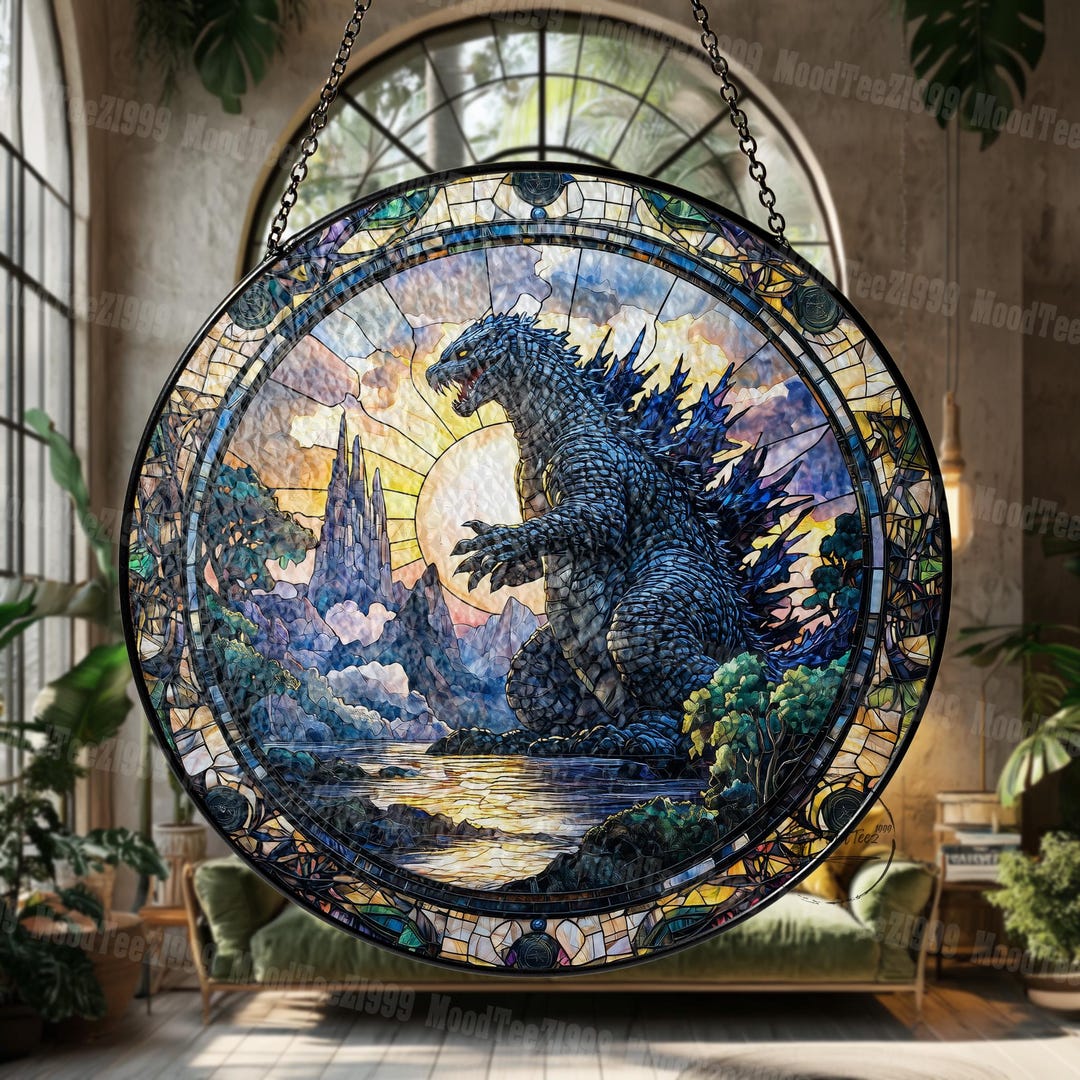 Godzilla Stained Glass Suncatcher: Scenic Movie Art Decor - Etsy