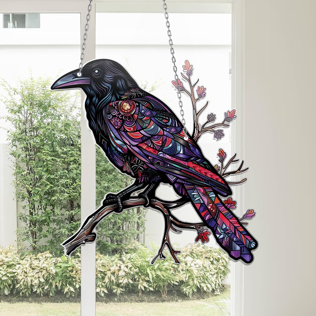 Raven Acrylic Window Hanging: Gothic Home Decor - Etsy
