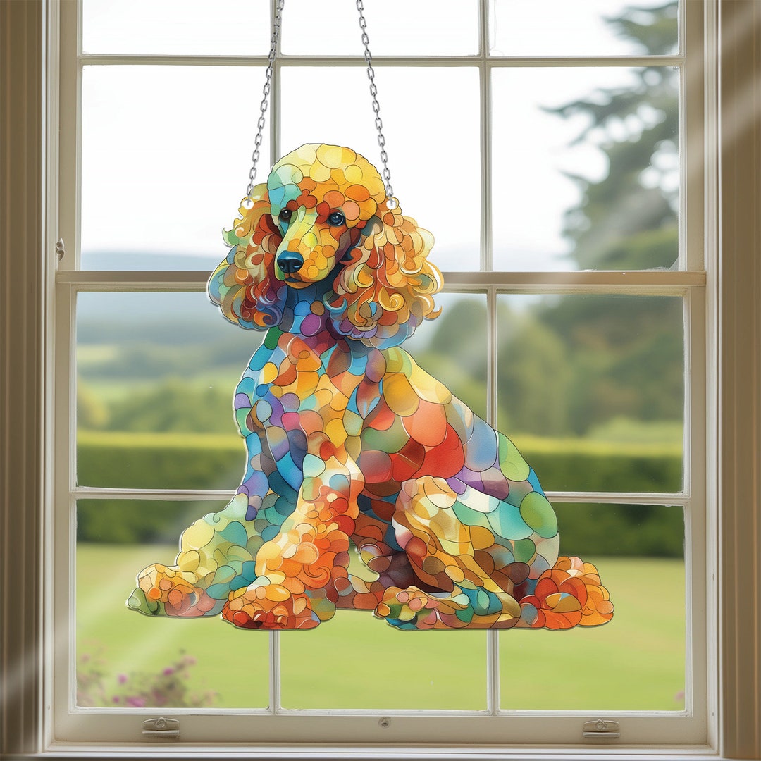Poodle Dog Acrylic Window Hanging, Poodle Decorative Art, Poodle Sign ...