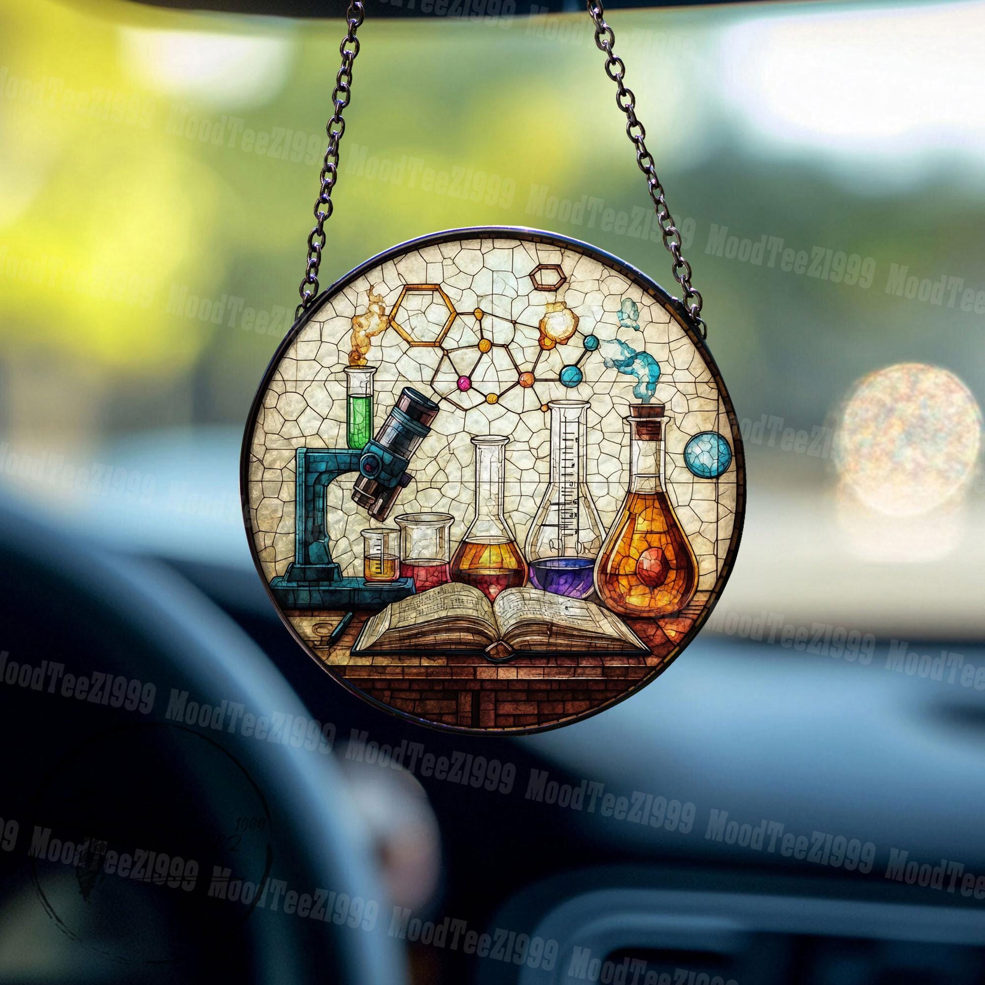 Stained Glass Science Lab Suncatcher: Chemistry Microscope Art - Etsy