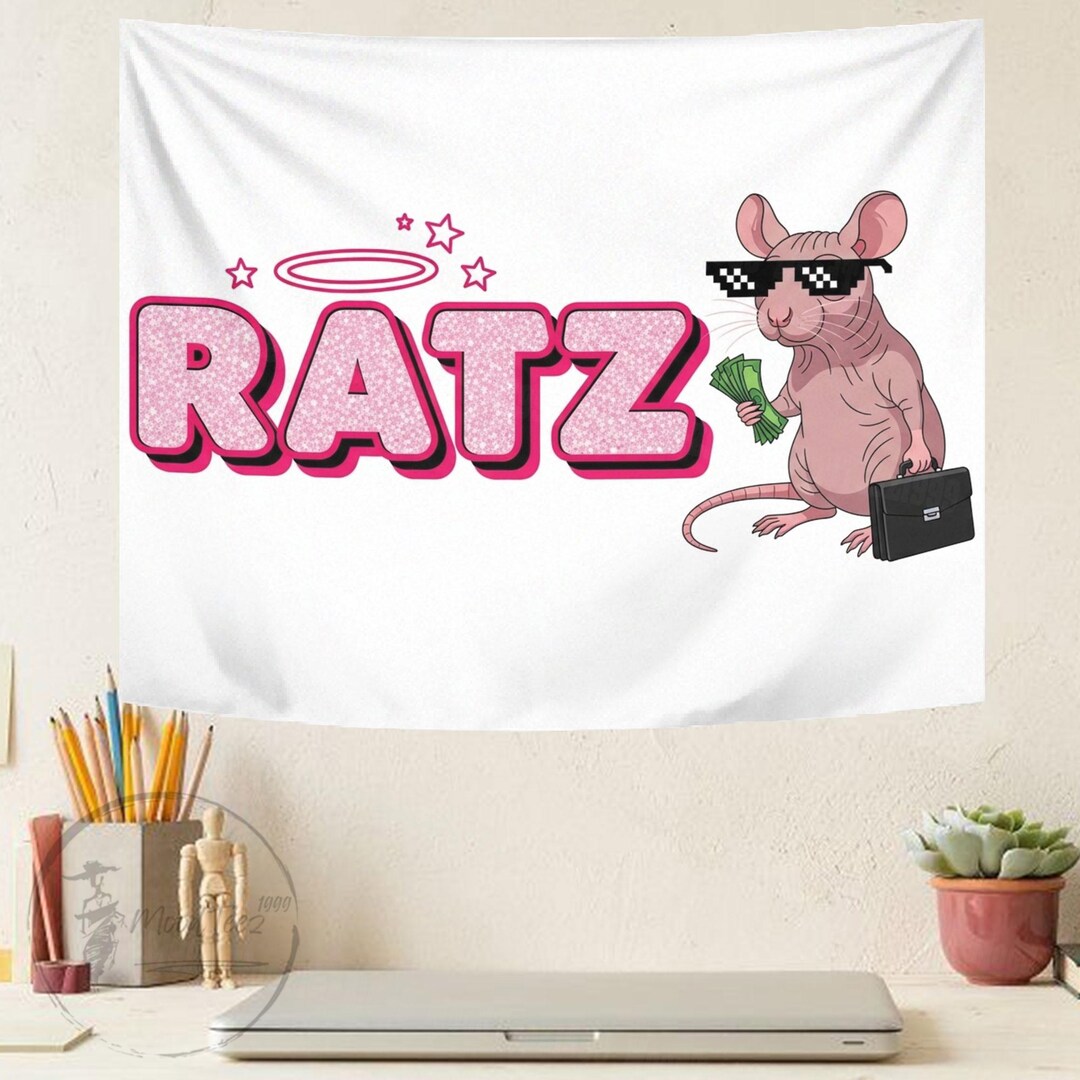 Funny RATZ Meme Tapestry, Cool Rat Wall Hanging With Sunglasses, Money ...