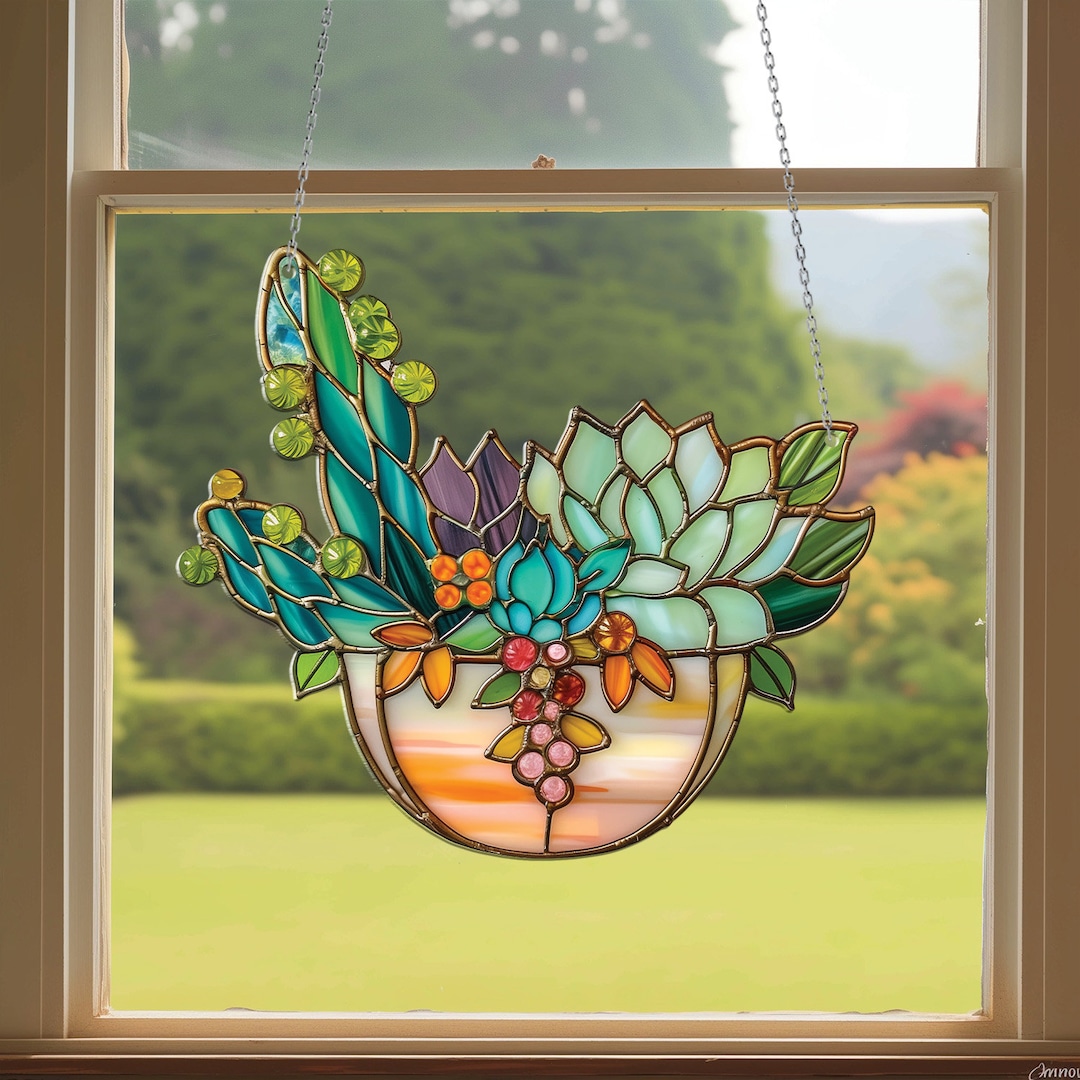 Succulent 2D Acrylic Window Hanging Decor, Succulent Window Hangings ...