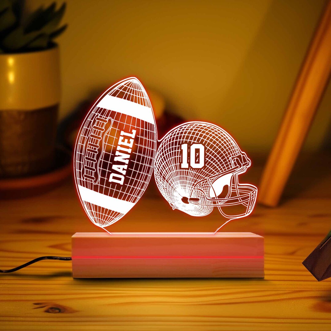 Football Helmet LED Night Light Room Decor, Personalized Football ...