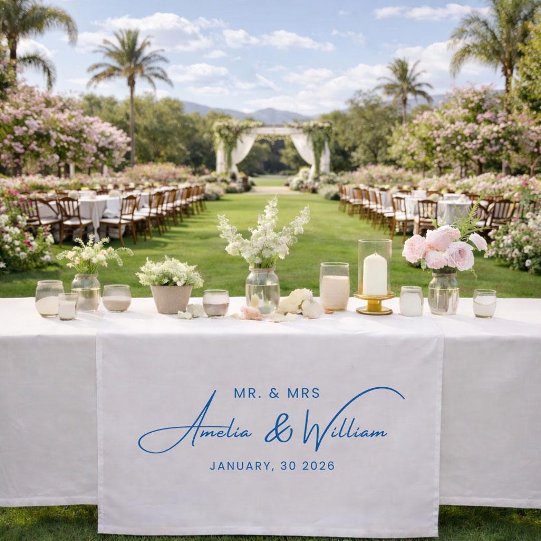 Personalized Wedding Table Runner, Custom Names & Date, Cotton Linen - Etsy