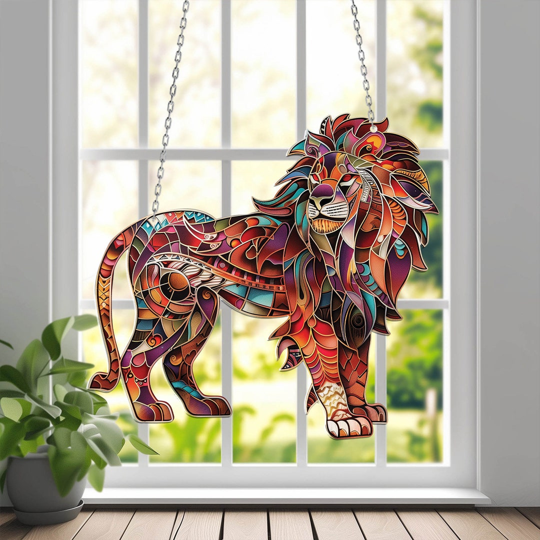 Lion Acrylic Window Hanging 2D, Lion Window Decor Home,wall Art ...