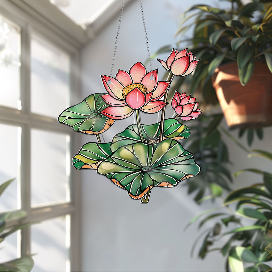 Lotus Acrylic Window Hanging Decor, Lotus Window Hangings, Wall Art ...
