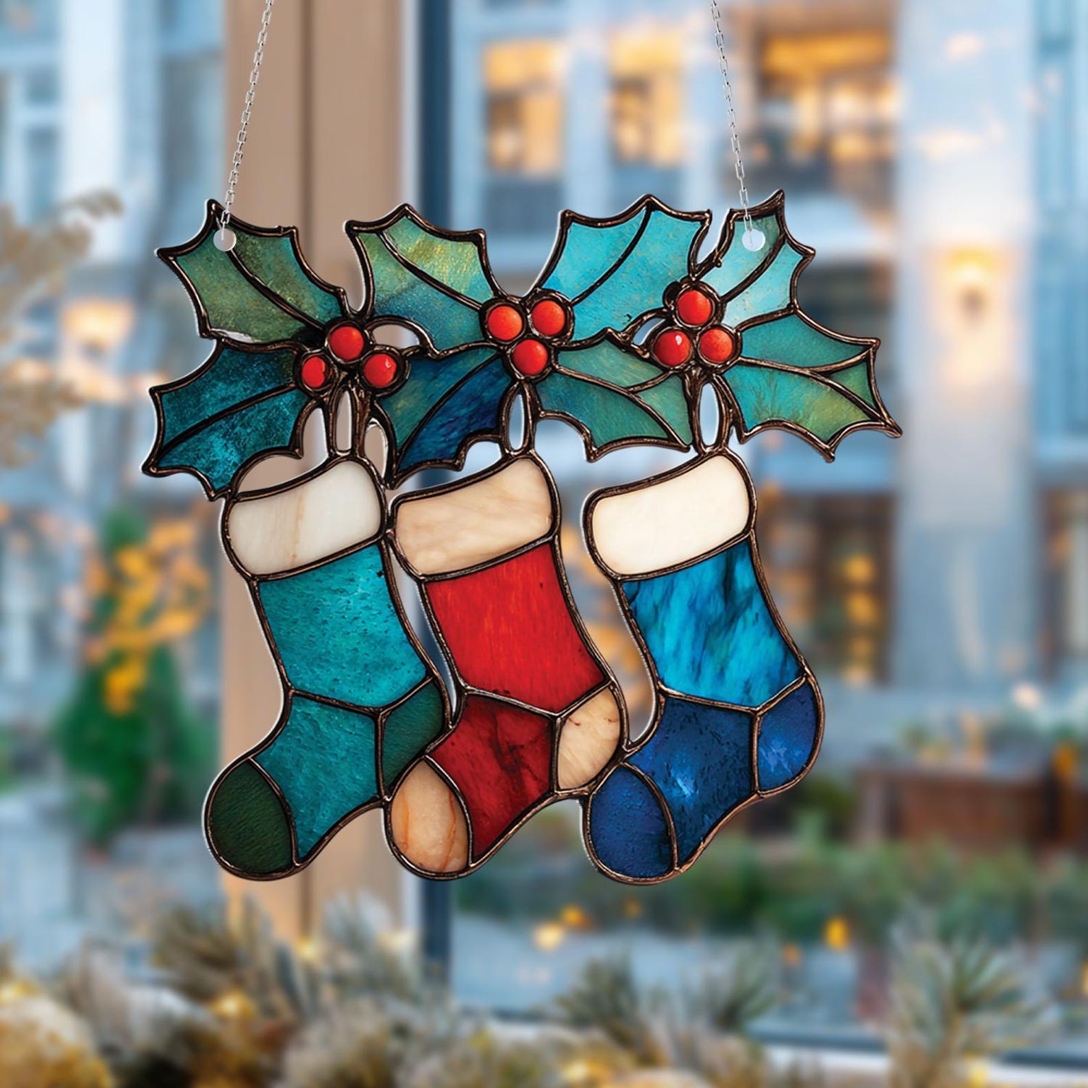 Acrylic Christmas Stocking Window Ornament: Festive Holiday Decor - Etsy