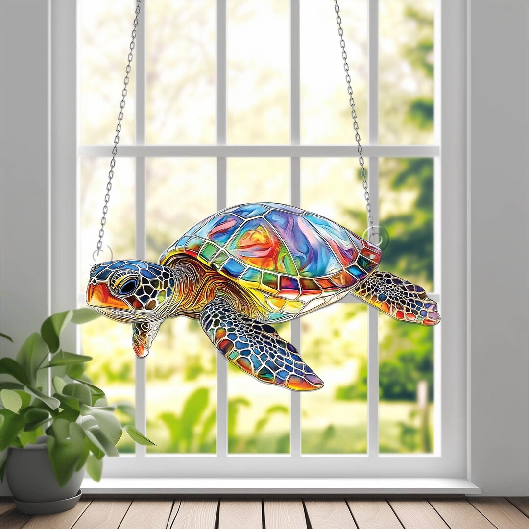 Sea Turtle Acrylic Window Hanging, Turtle Ornament, Turtle Lovers Gift ...