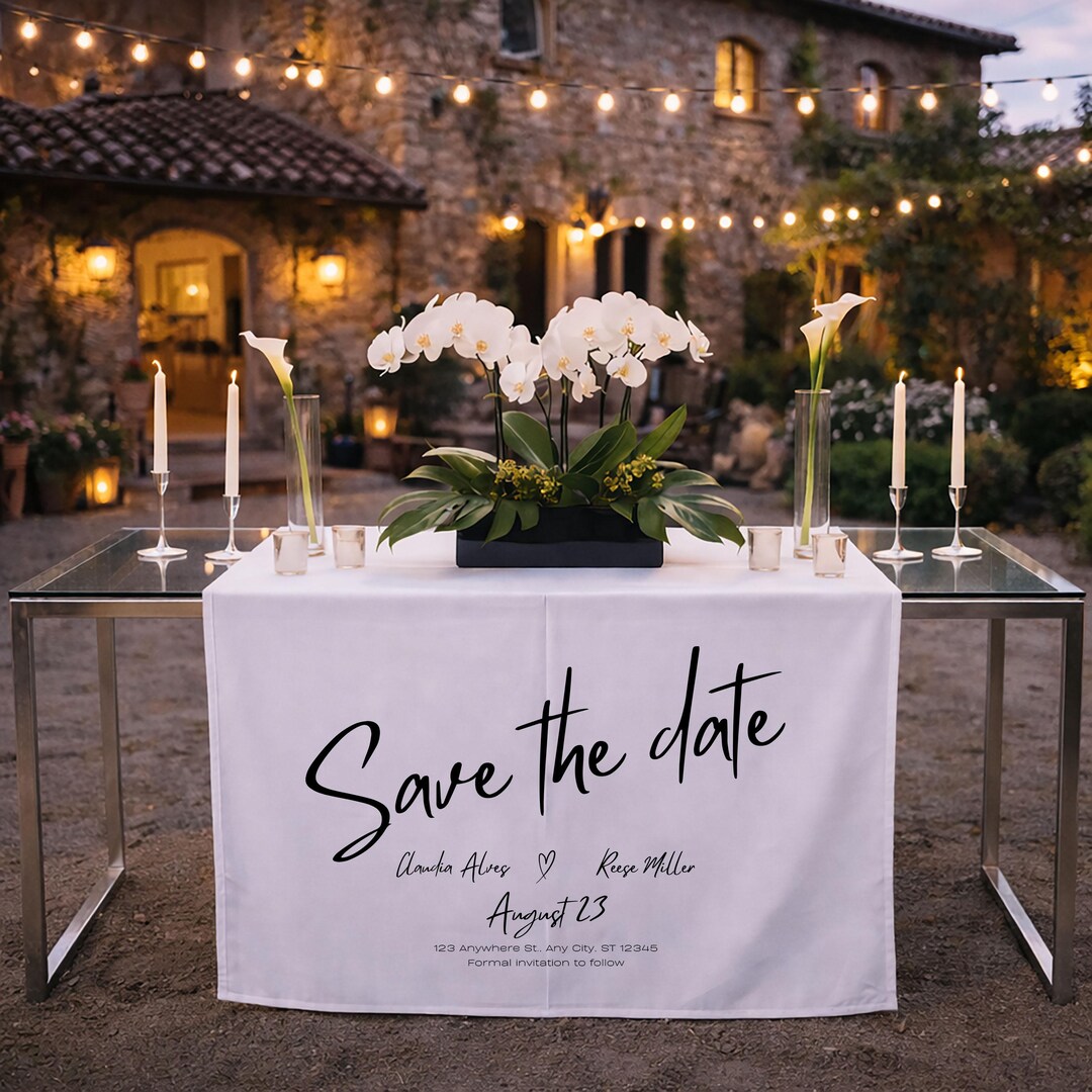 Custom Wedding Table Sign: Personalized Linen Banner, Established Date ...