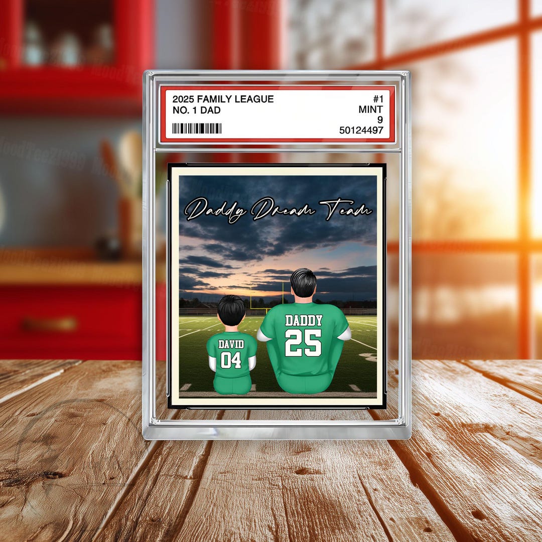 American Football Daddy's Dream Team No. 1 Dad Man & Kids Sitting ...
