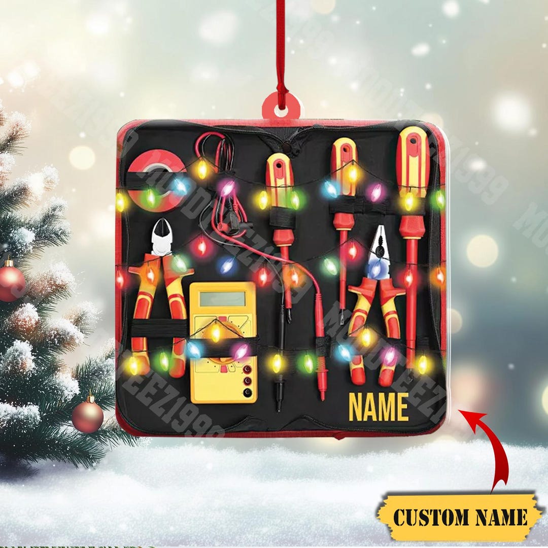 Personalized Mechanic Tool Box Christmas Ornament, Repair Tool Kit Flat ...