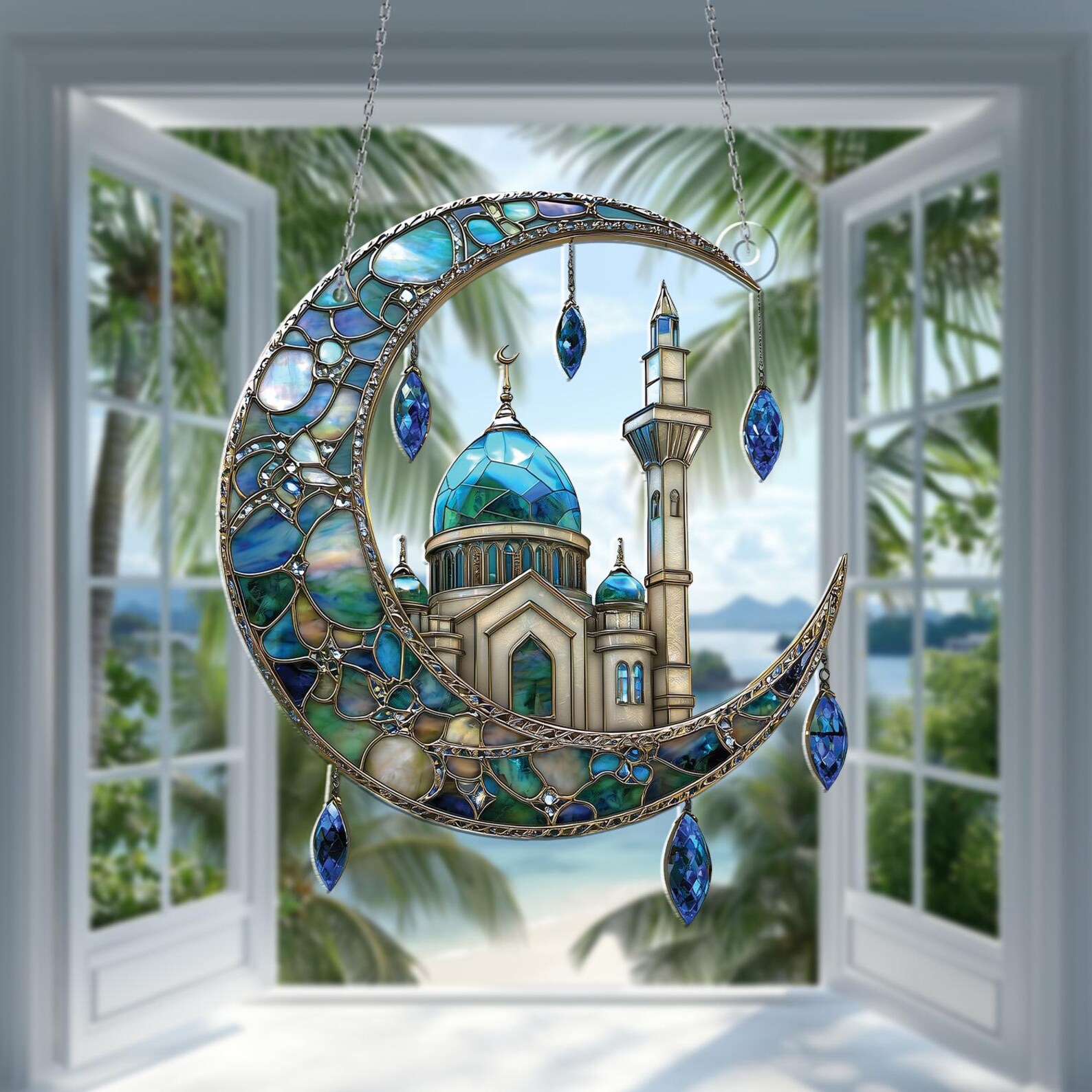 Ramadan Mubarak Crescent Moon Window Hanging: Islamic Home Decor - Etsy