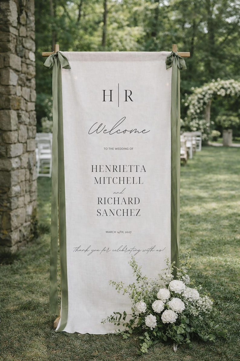 Custom Fabric Wedding Welcome Sign: Modern Polyester Ceremony Decor - Etsy