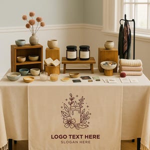 Custom Linen Table Runner With Logo, Personalized Business Branding ...