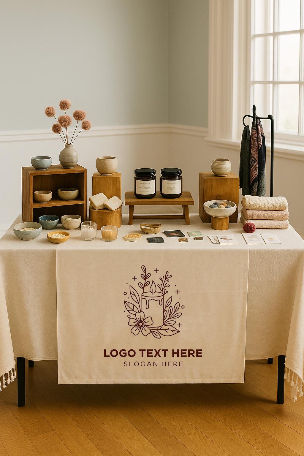 Custom Linen Table Runner With Logo, Personalized Business Branding ...