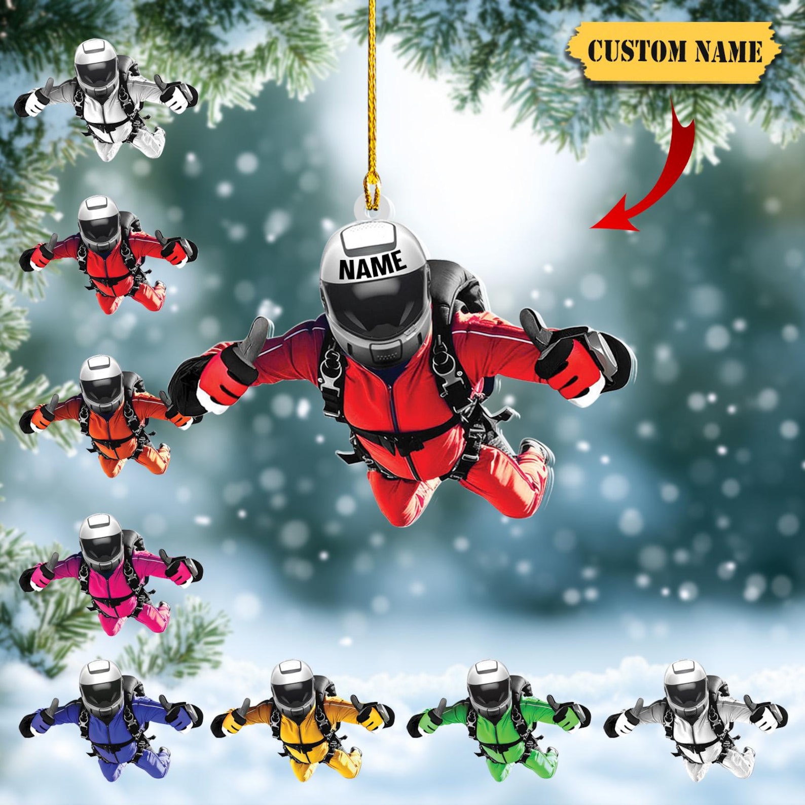 Personalized Skydiving Ornament: Custom Name Xmas Tree Decor - Etsy