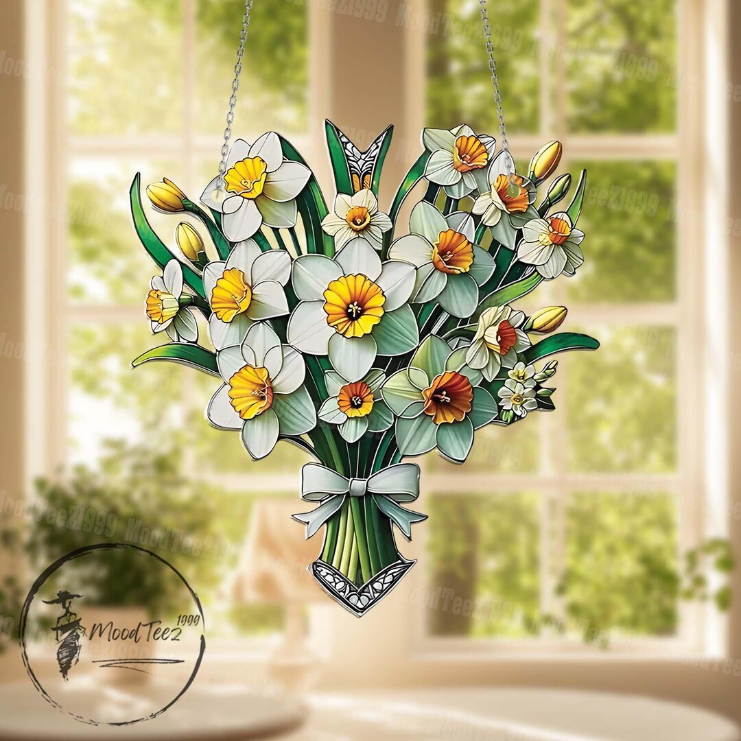 White Lily Acrylic Window Hanging, Elegant Floral Window Decor ...