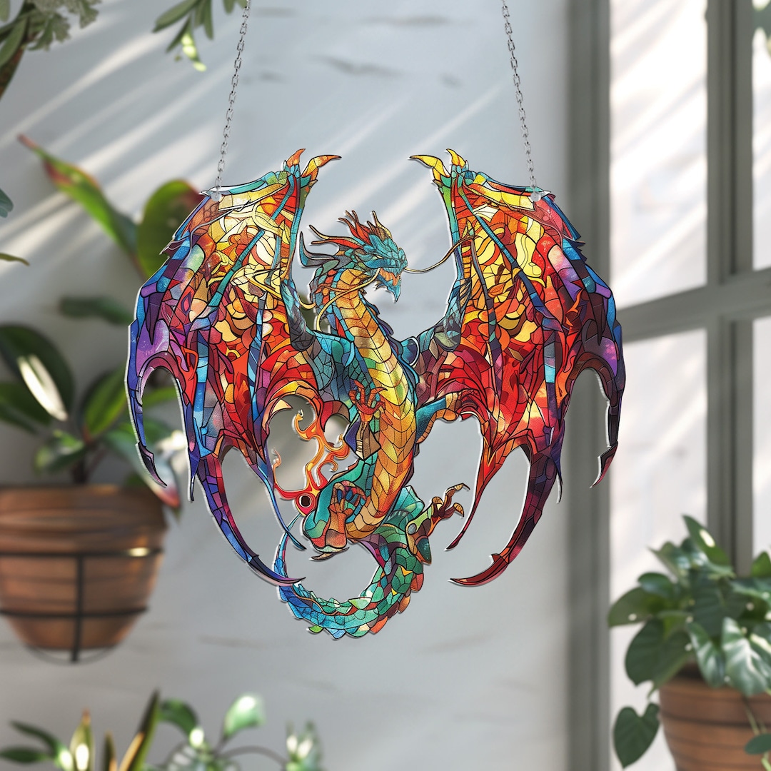 Dragon Acrylic Window Hangings, Dragon Home Decor, Dragon Lovers Gift ...