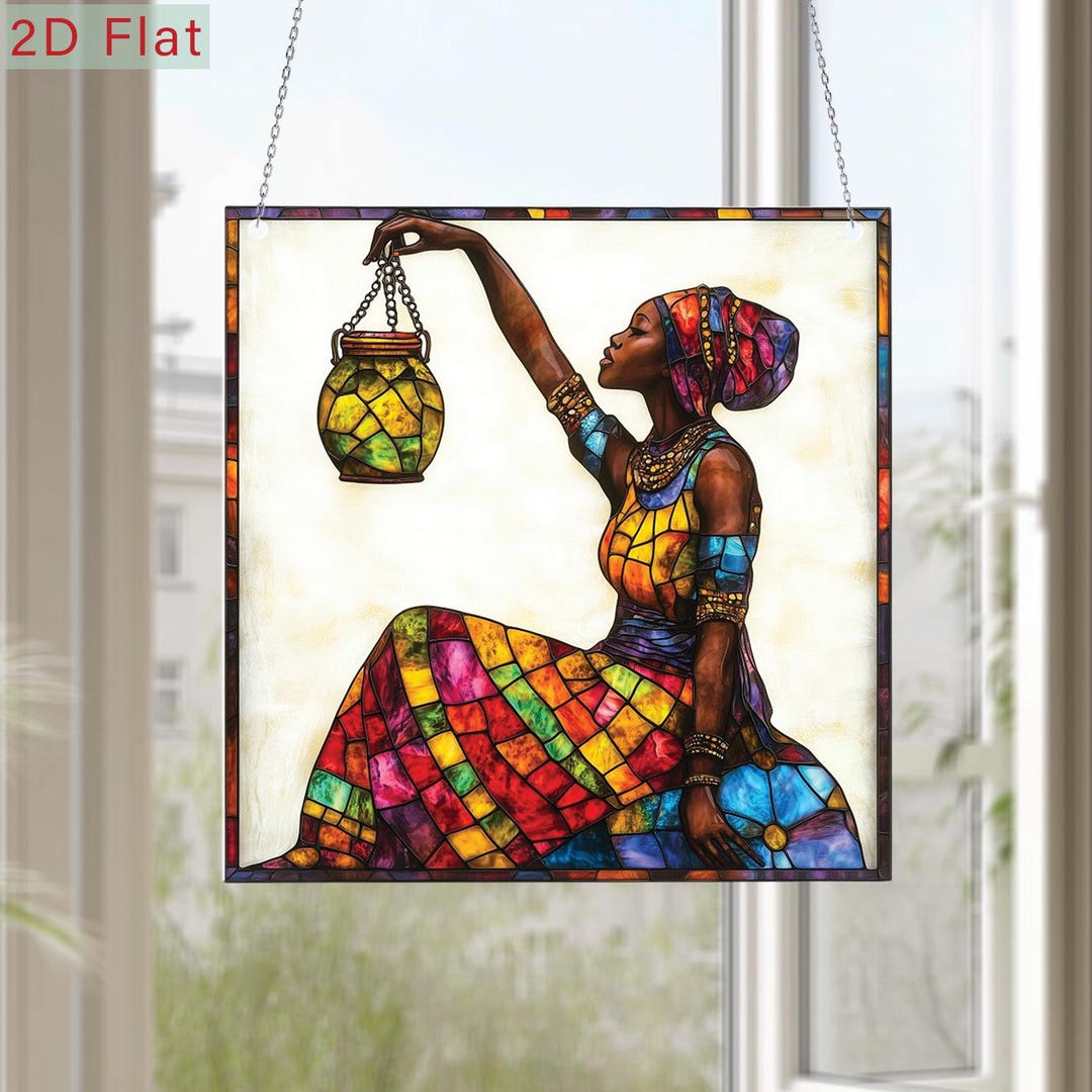 African Woman 2D Acrylic Window Hanging: Colorful Home Decor - Etsy