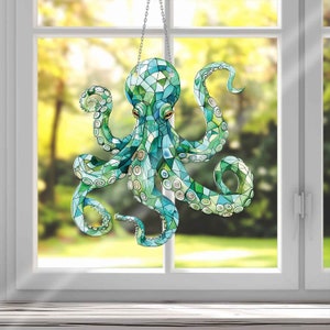 Octopus Acrylic Window Hanging: Home Decor Ornament - Etsy