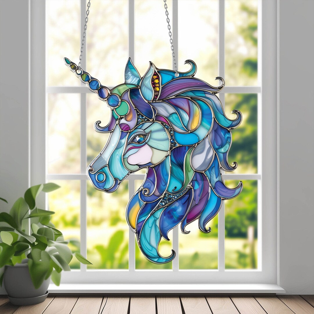 Colorful Unicorn Acrylic Window Hanging: Indoor Decor - Etsy