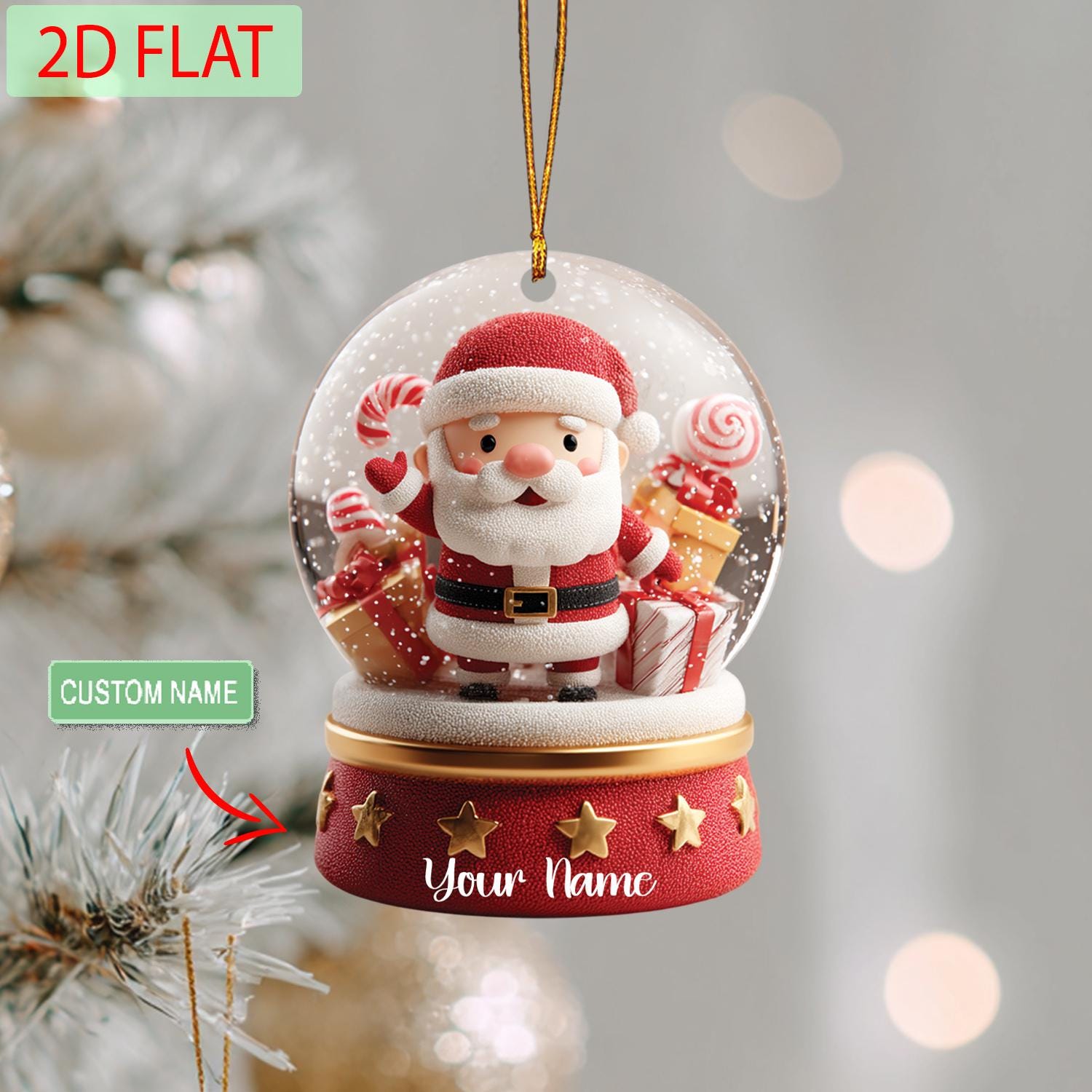 Personalized Santa Snow Globe Christmas Ornament - Custom 2D Acrylic ...