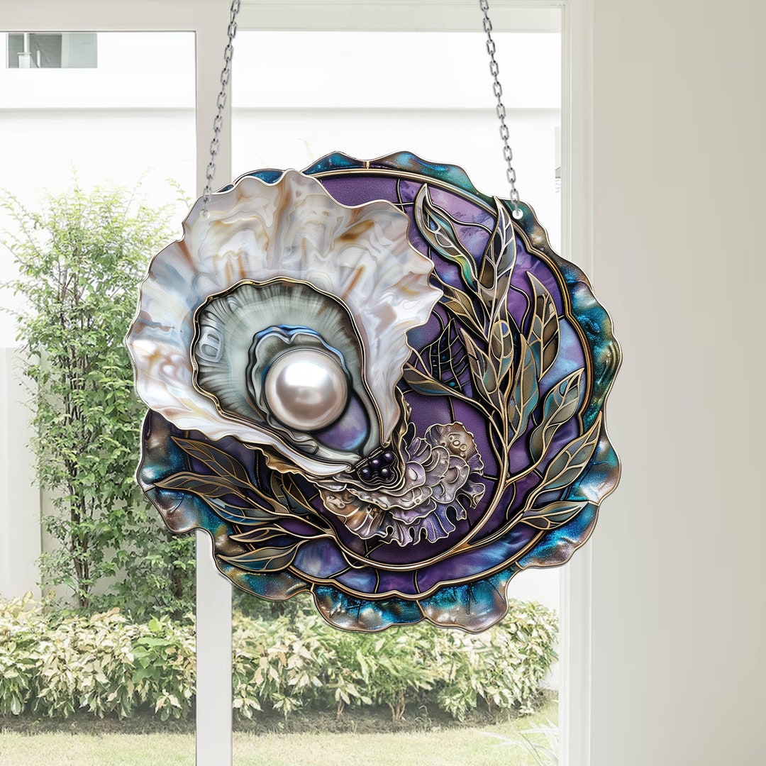 The Pearl Acrylic Window Hanging 2D, Pearl Window Home Decor, Wall Art ...