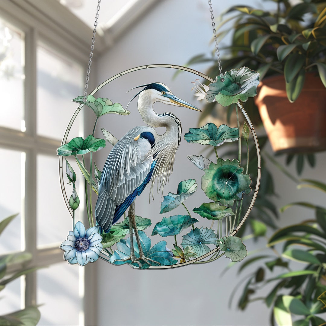 Herons Bird Acrylic Window Hanging, Herons Bird Window Decor for Home ...