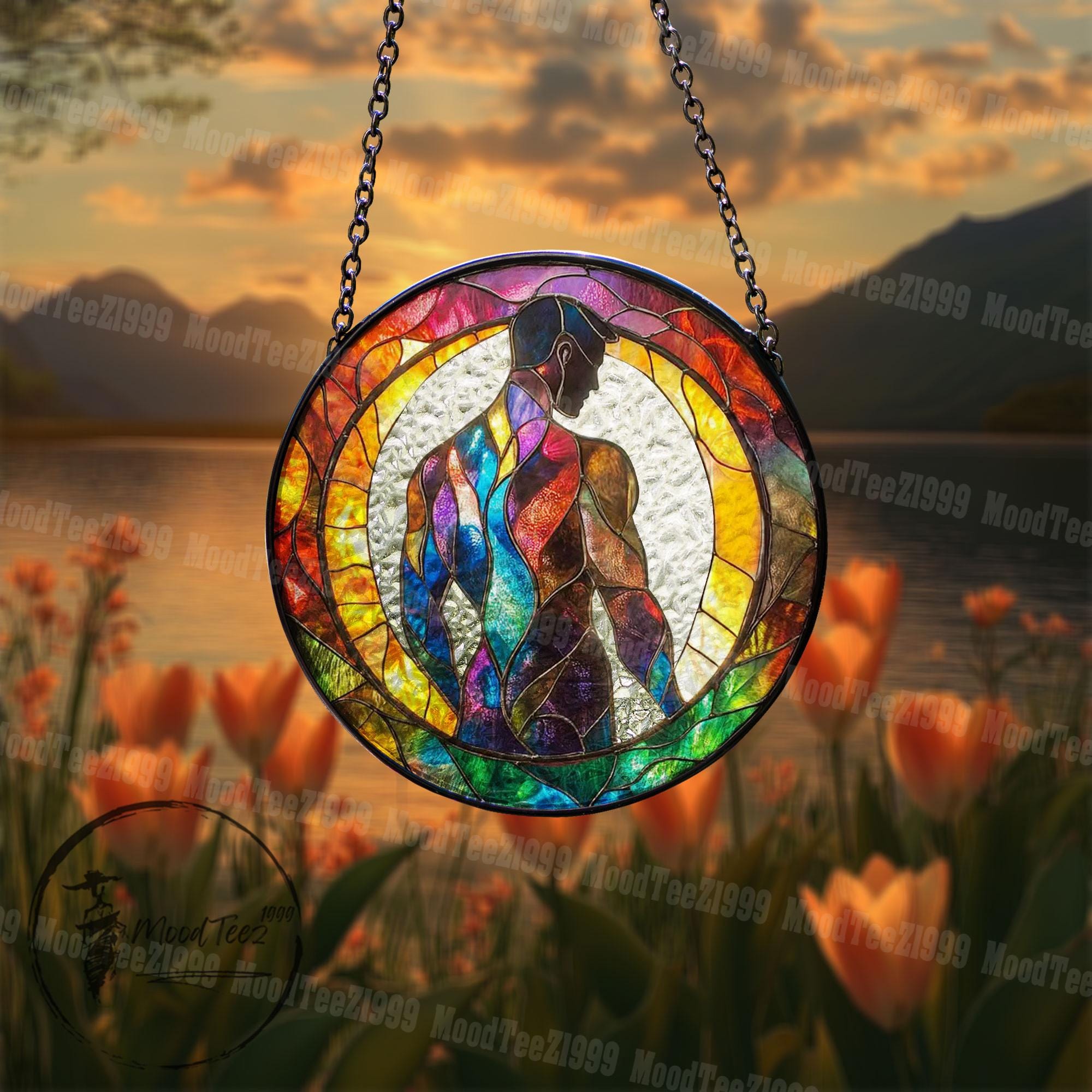 Abstract Stained Glass Suncatcher: Rainbow Male Figure, LGBTQ Decor - Etsy