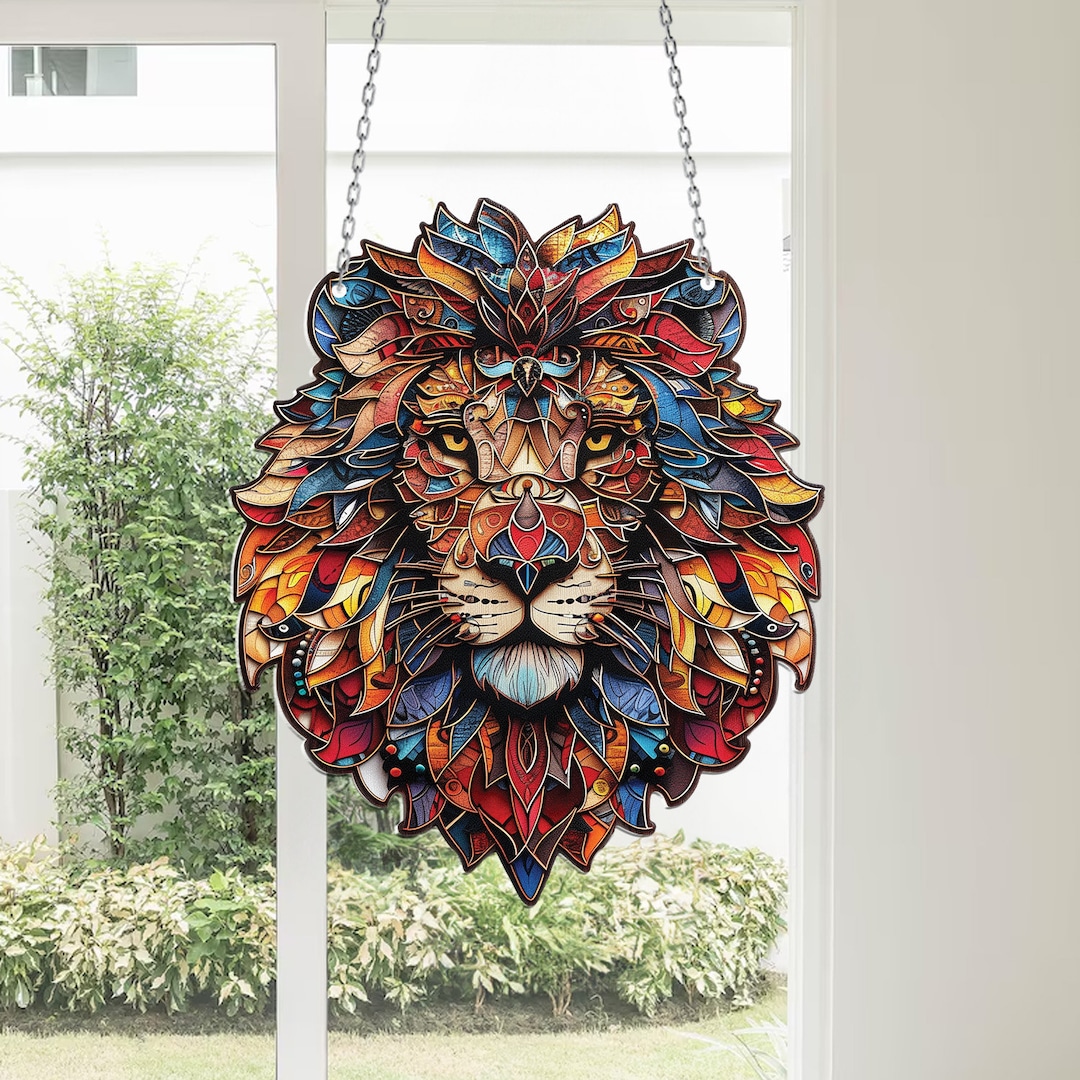 Lion Acrylic Window Hanging, Lion Window Decor Home,wall Art Decoration ...