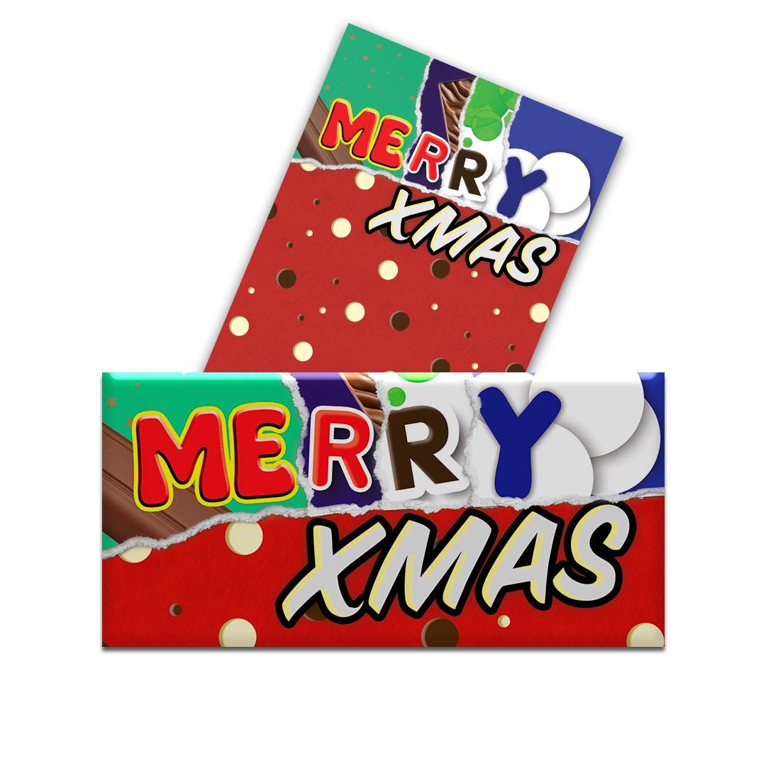 2 X MERRY XMAS Chocolate Bar Wrapper. Funny Rude Novelty Joke Gift ...