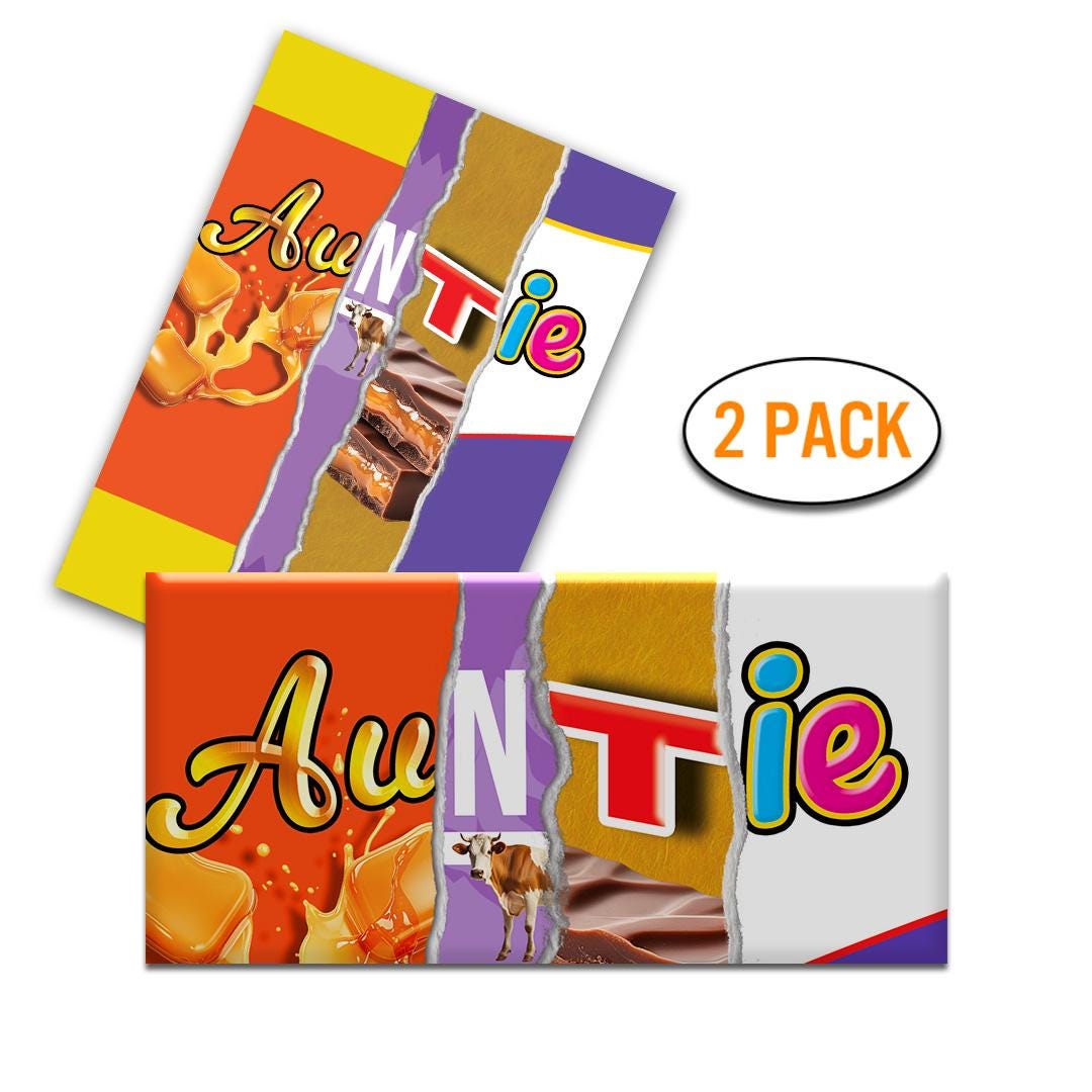 2 X AUNTIE Chocolate Bar Wrapper. Funny Rude Joke Gift. Christmas Xmas ...